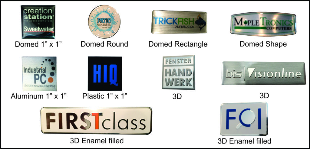Case Badges | Aluminum - Plastic - Domed - 3M Adhesive on the back