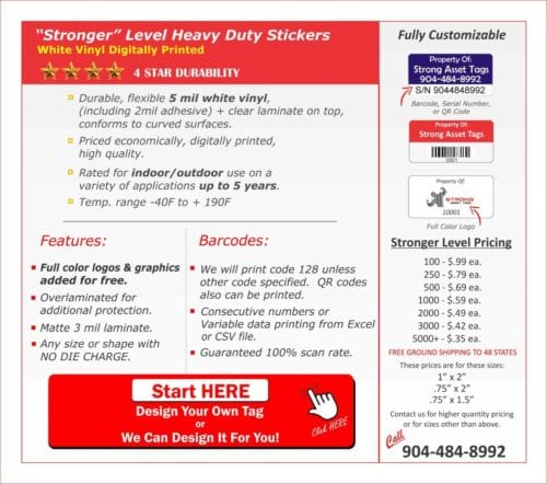 HEAVY DUTY STICKERS STRONGER LEVEL | Strong Asset Tags