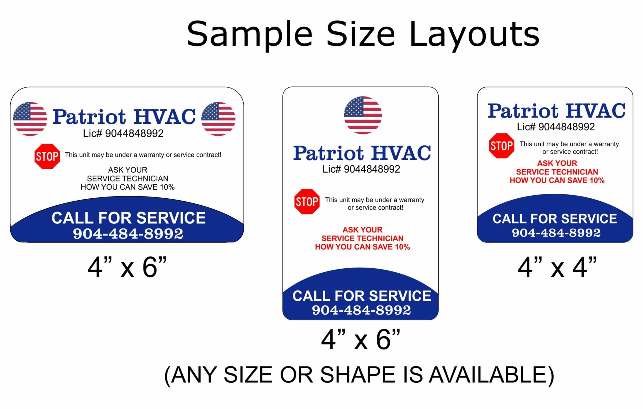 SERVICE STICKERS SAMPLE SIZE LAYOUT | Strong Asset Tags
